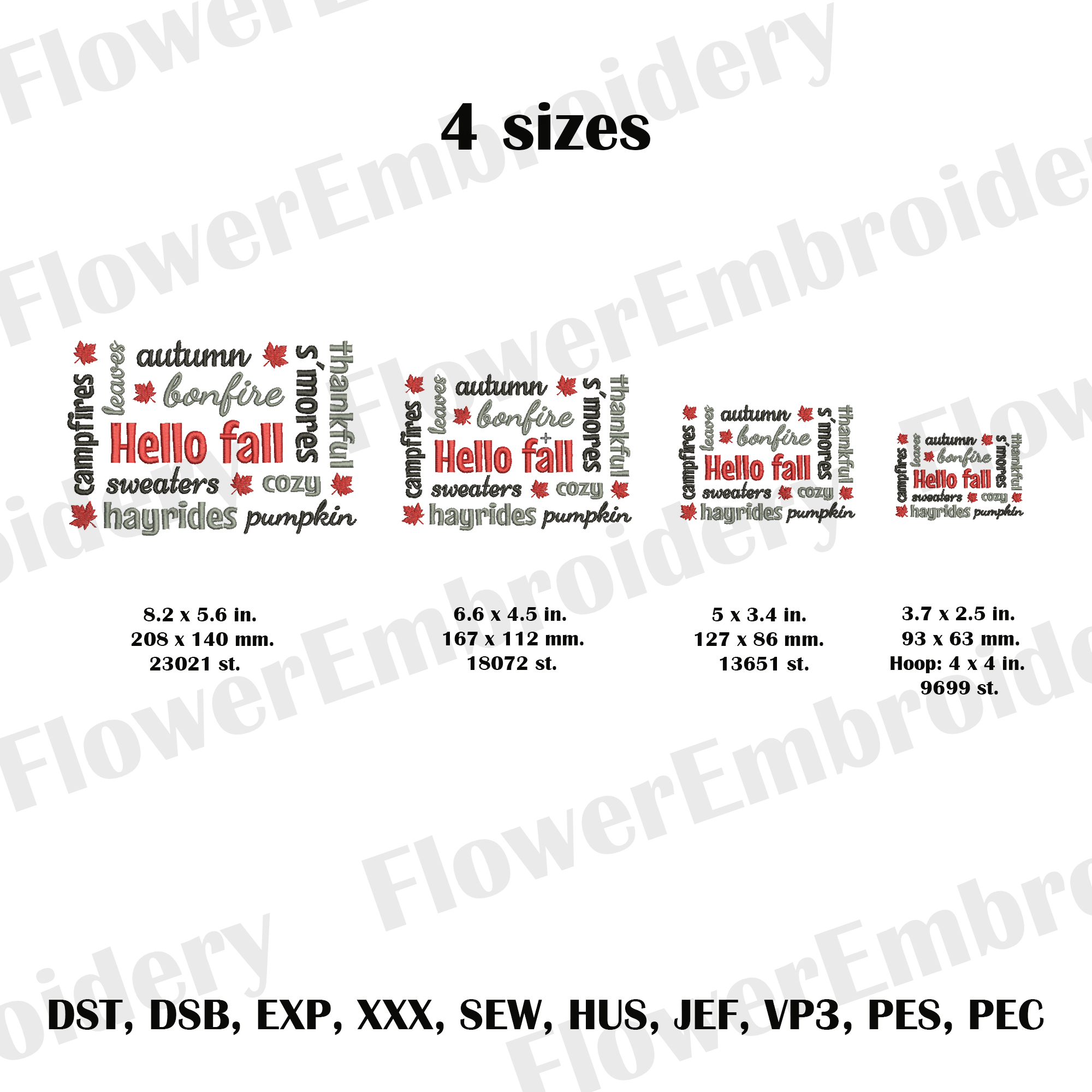 Hello fall machine embroidery design Pumpkin pes file Welcom - Inspire ...