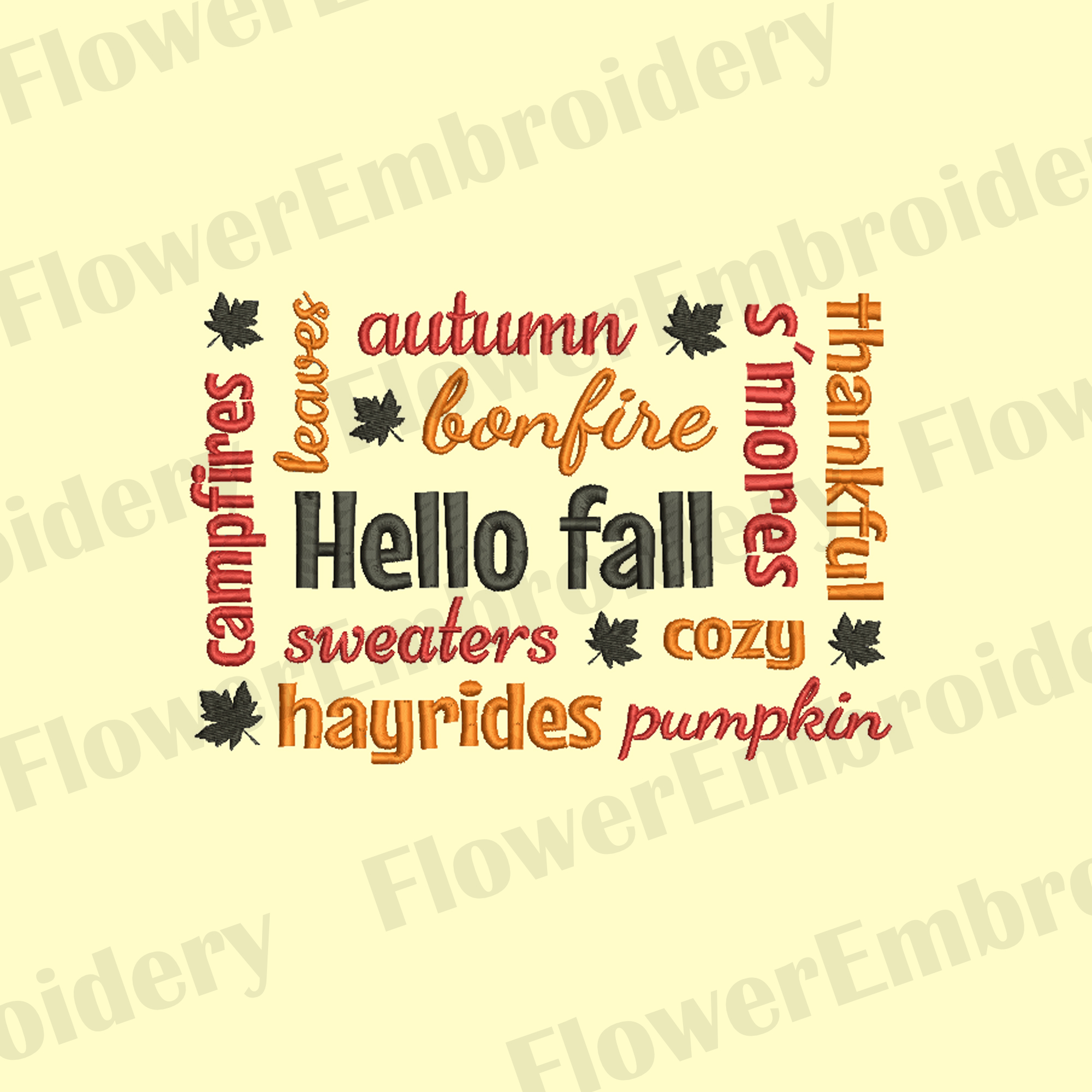 Hello fall machine embroidery design Pumpkin pes file Welcom - Inspire ...