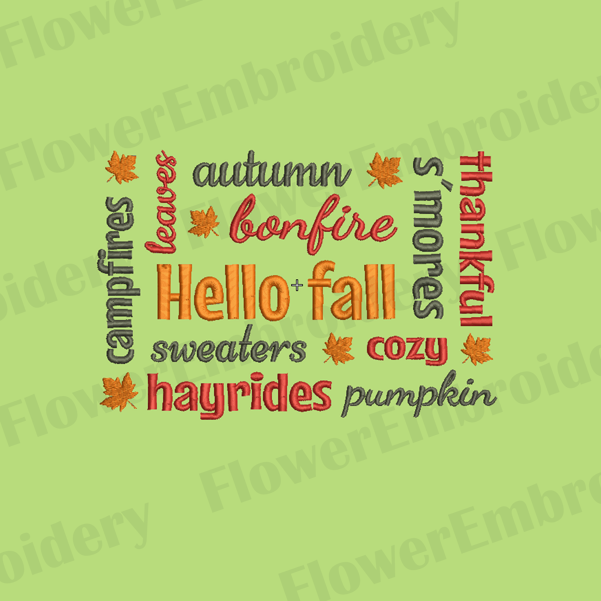 Hello fall machine embroidery design Pumpkin pes file Welcom - Inspire ...