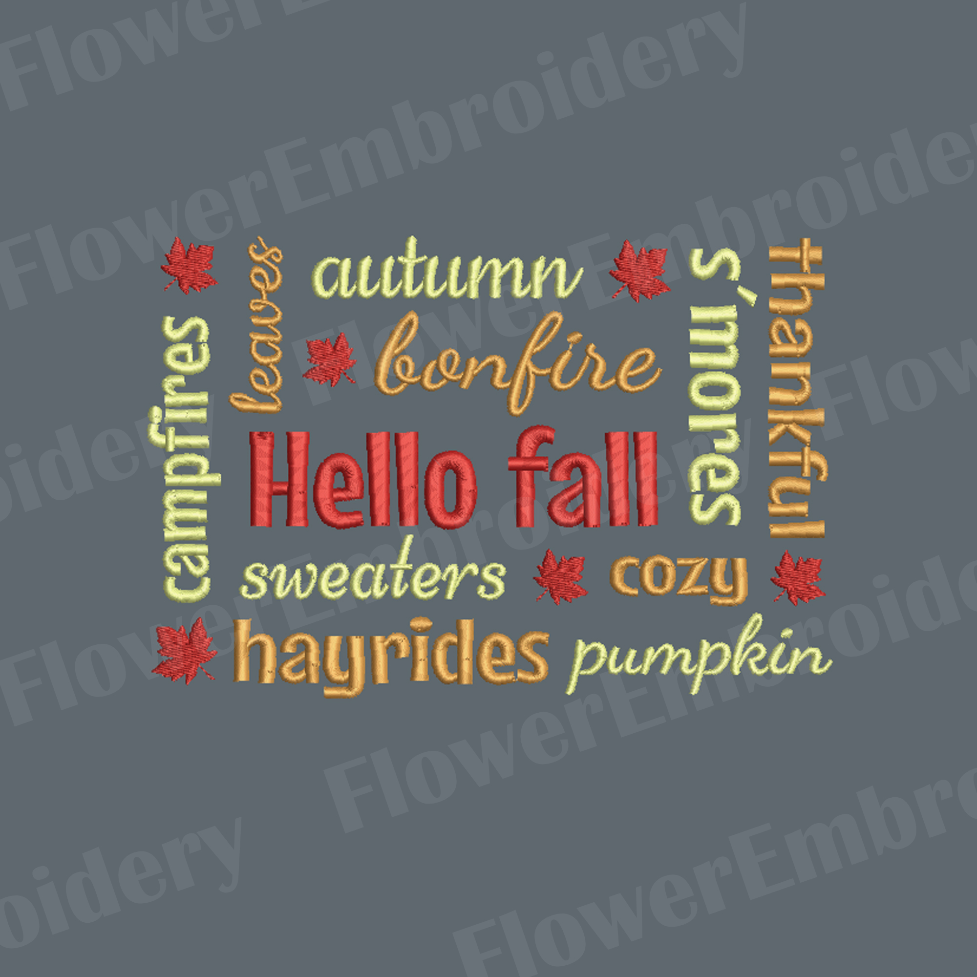 Hello fall machine embroidery design Pumpkin pes file Welcom - Inspire ...