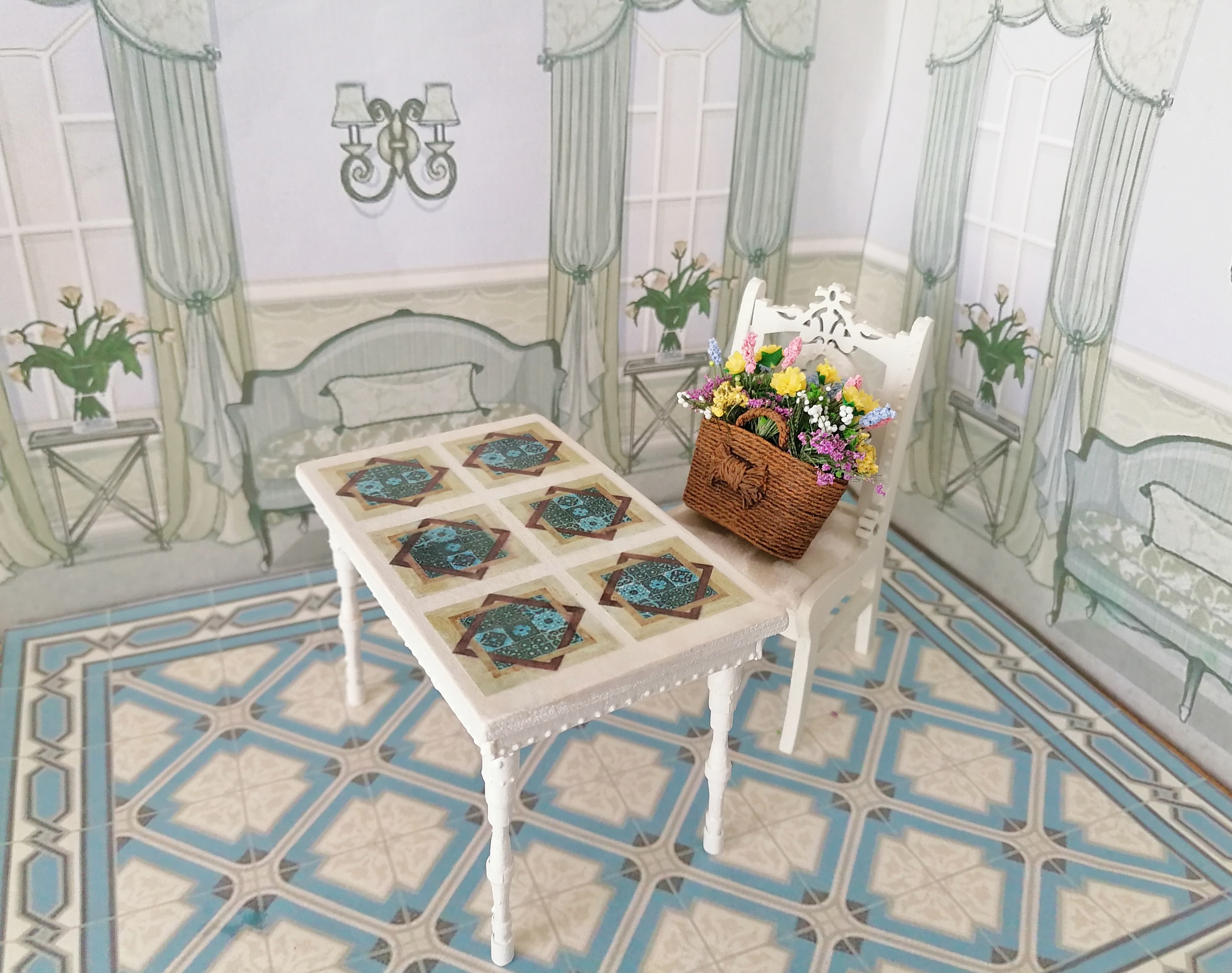 Wildflowers in baskets. Puppet miniature.1:12 scale. - Inspire Uplift