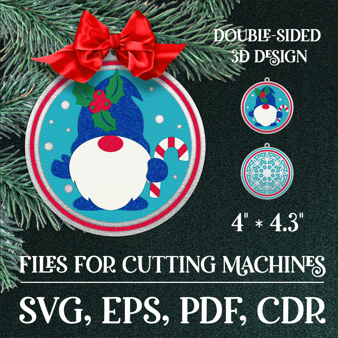 Gnome With Candy Cane | Christmas 3D Layered Ornament - Inspire Uplift
