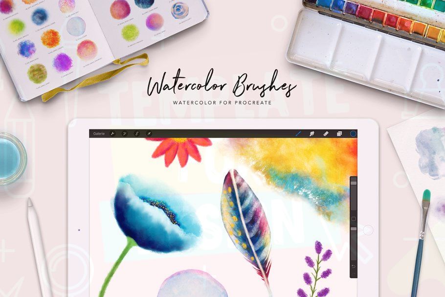 Watercolor Brush Pack for Procreate, Watercolor bundle Proc - Inspire ...
