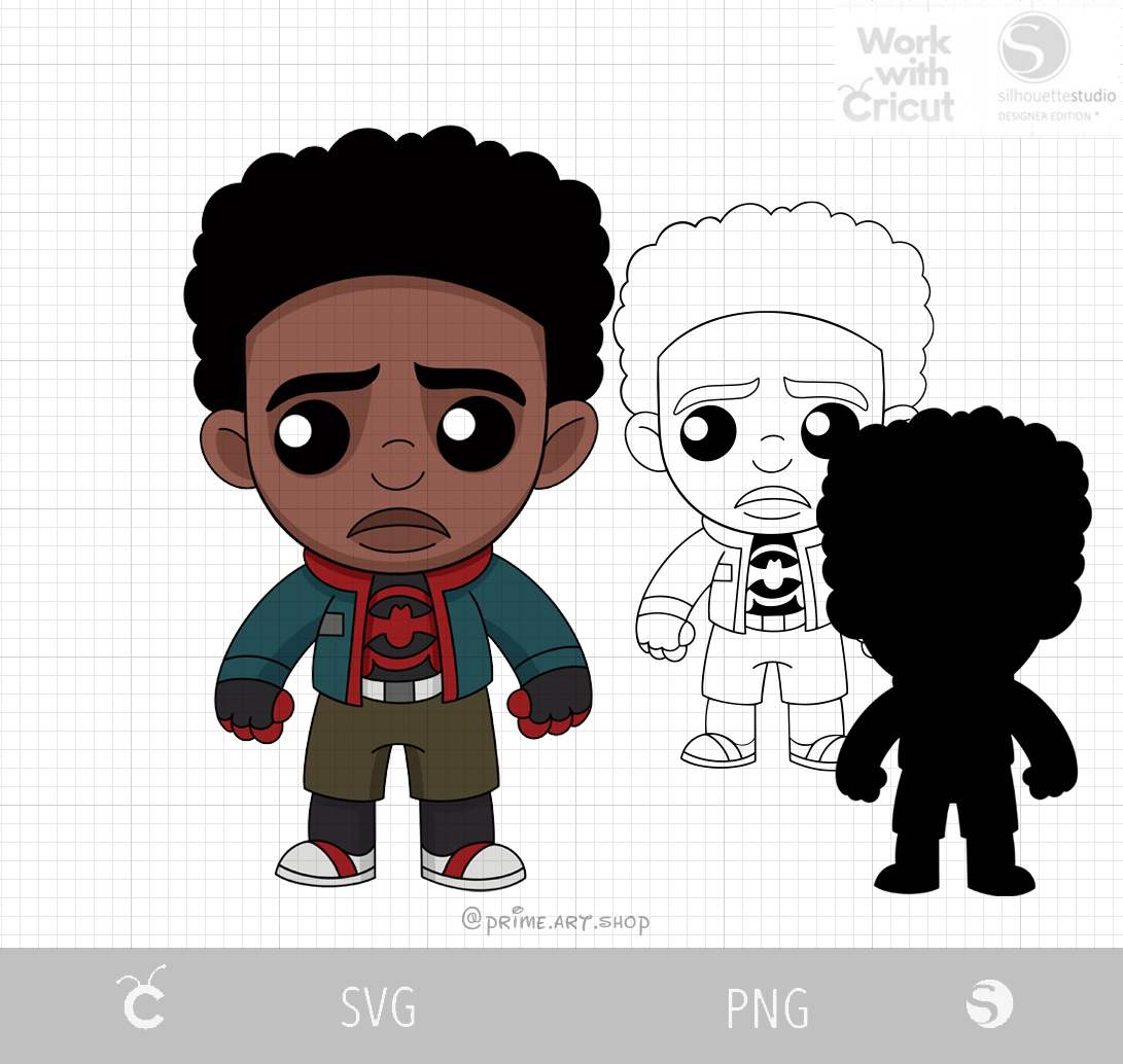 Boy Miles Morales Svg cut file, Chibi Spiderman spiderverse | Inspire ...