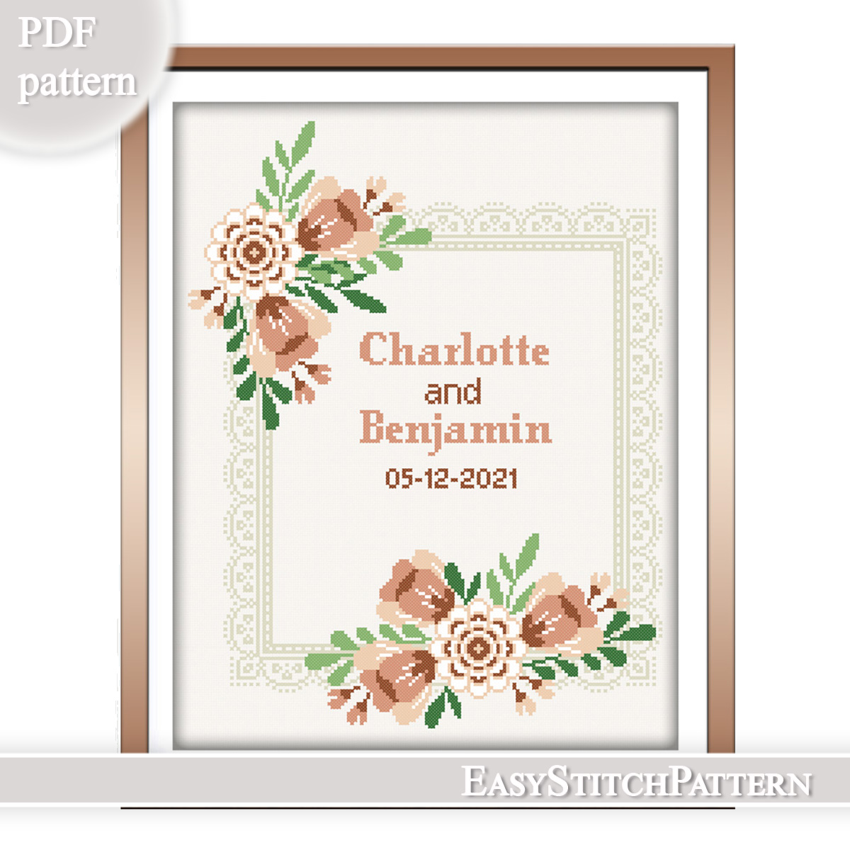 DIY. Wedding cross stitch pattern. Anniversary | Inspire Uplift