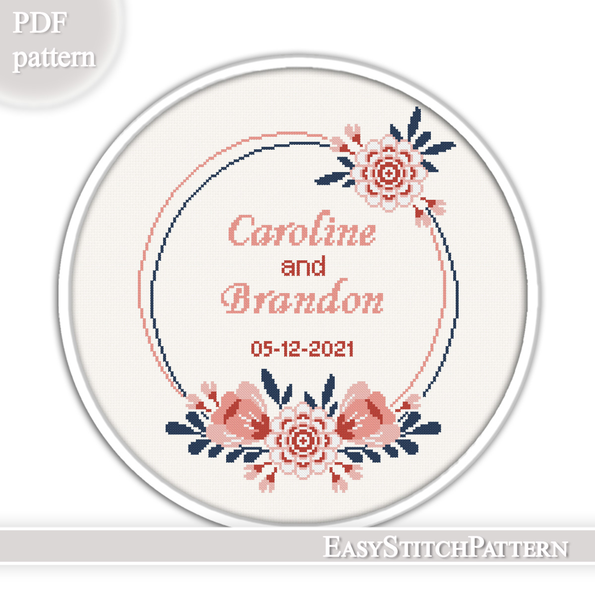 Save the date cross stitch pattern. Wedding cross stitch. | Inspire Uplift