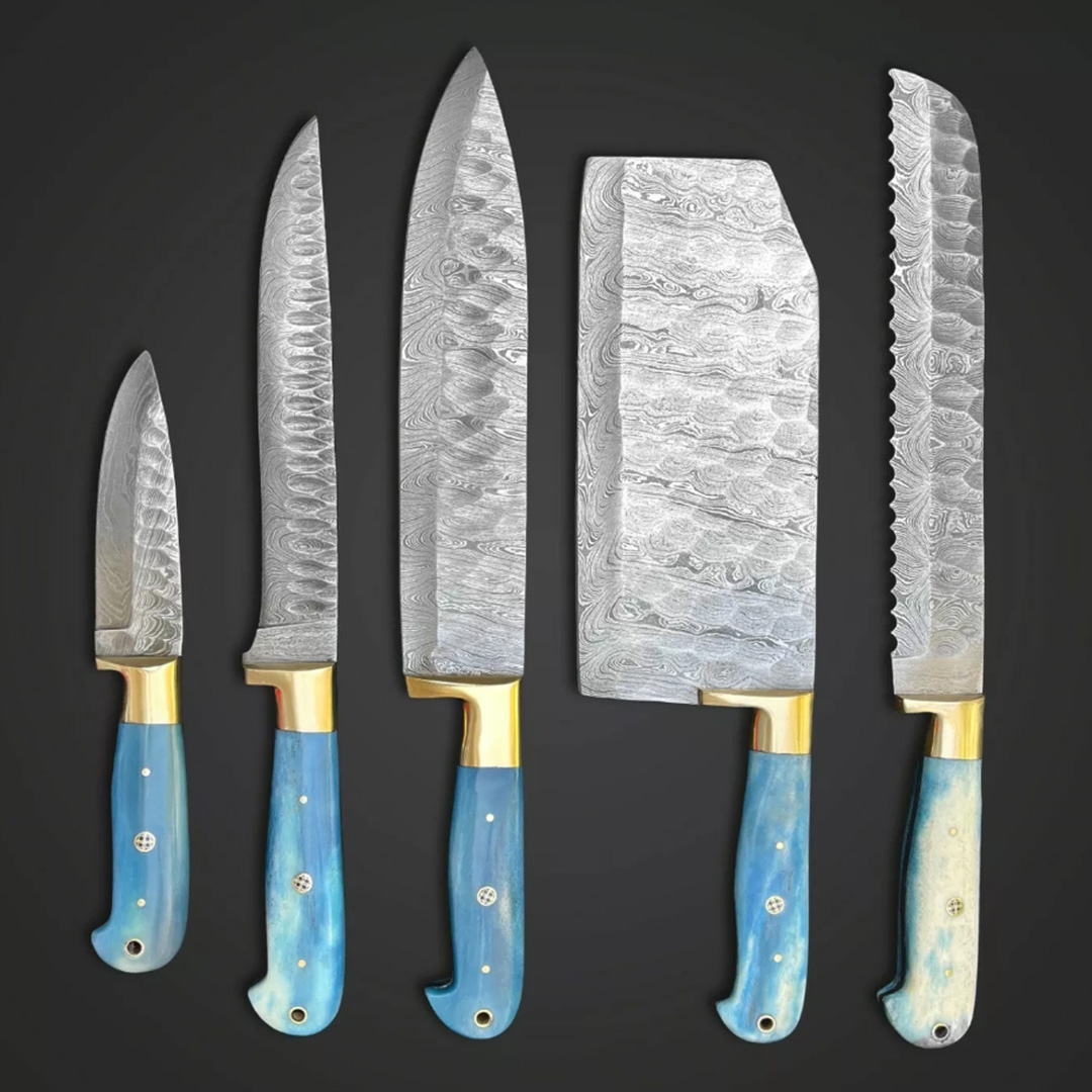 Custom Handmade Hand Forged Damascus Steel Chef Knife Sets K | Inspire ...
