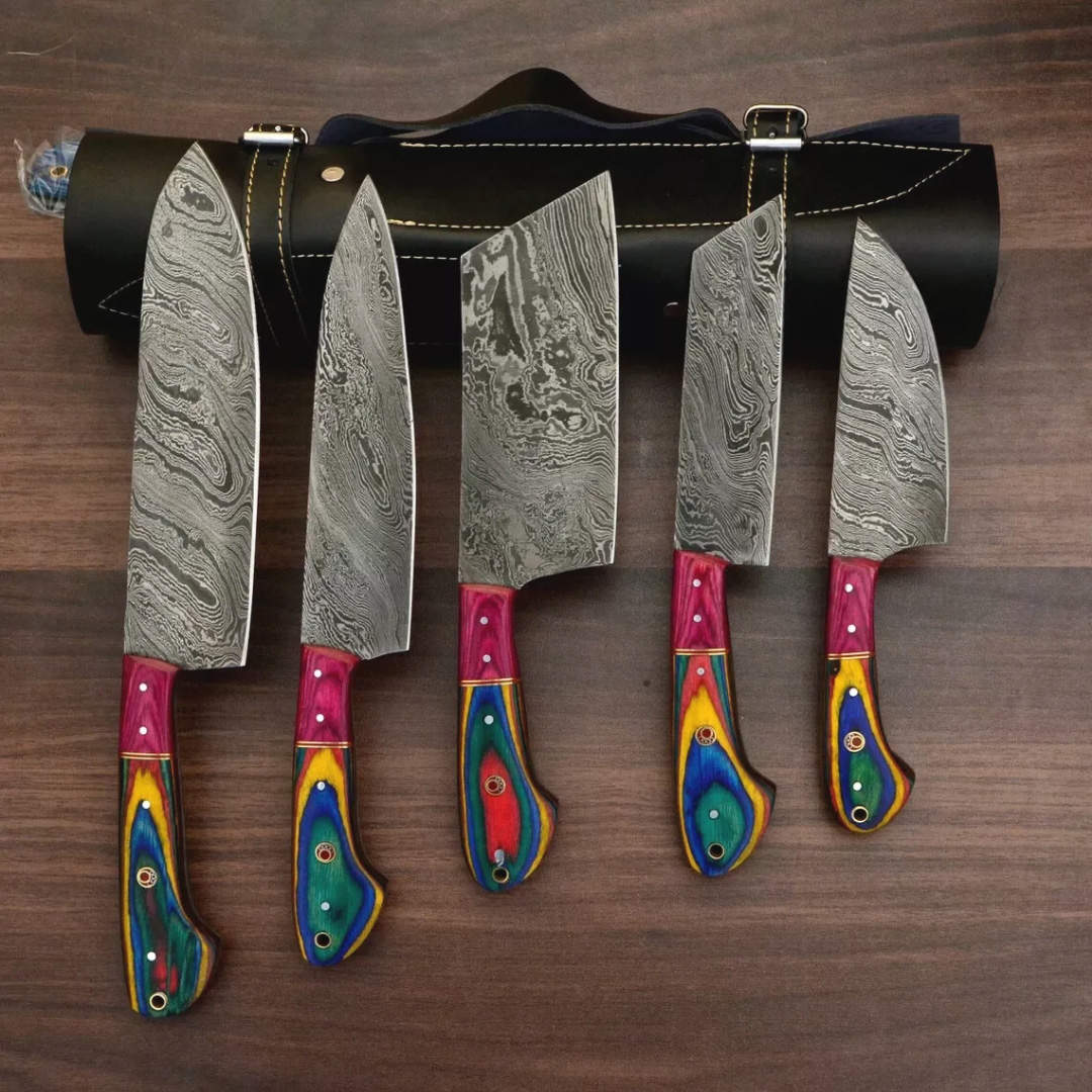 Custom Handmade Hand Forged Damascus Steel Chef Knife Sets K | Inspire ...