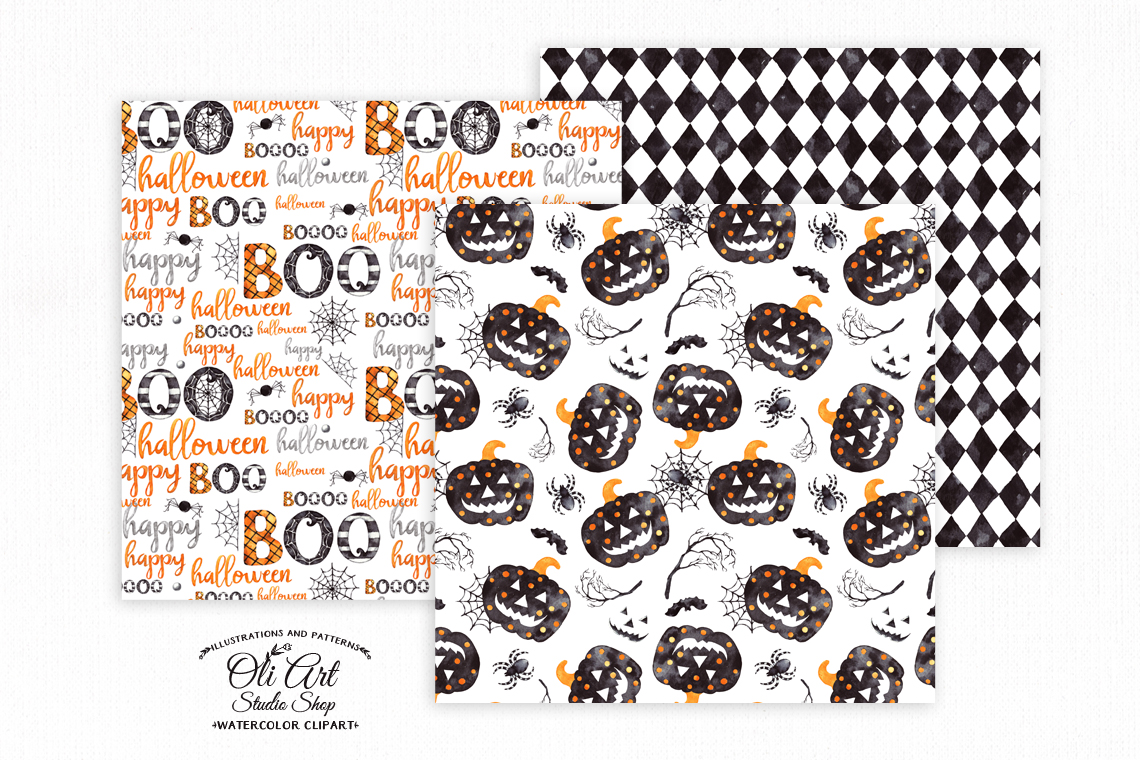 Watercolor Digital paper pack. Happy HALLOWEEN. Fall. Downlo - Inspire ...