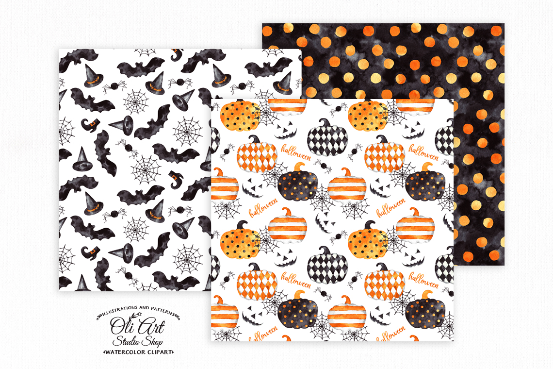 Watercolor Digital paper pack. Happy HALLOWEEN. Fall. Downlo - Inspire ...