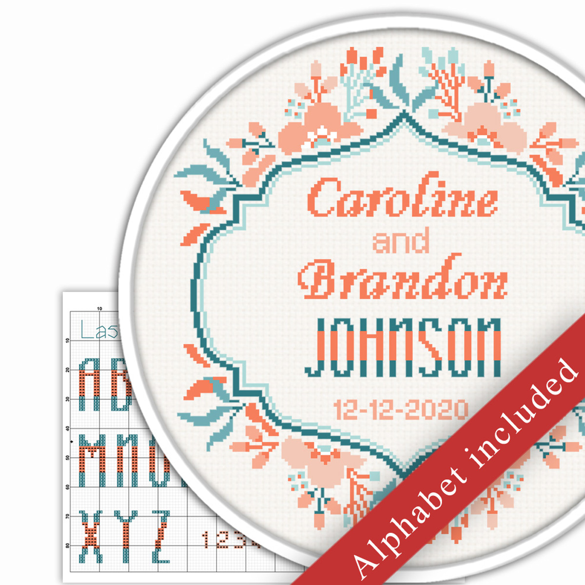 DIY. Wedding cross stitch pattern. Save the date - Inspire Uplift