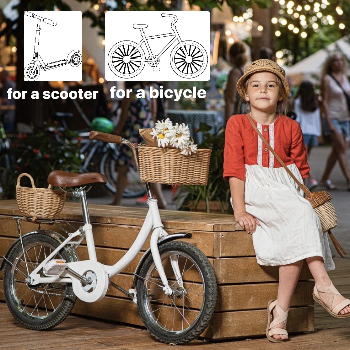 Kid bike wicker basket. Bike basket tween girl. Basket for s - Inspire ...