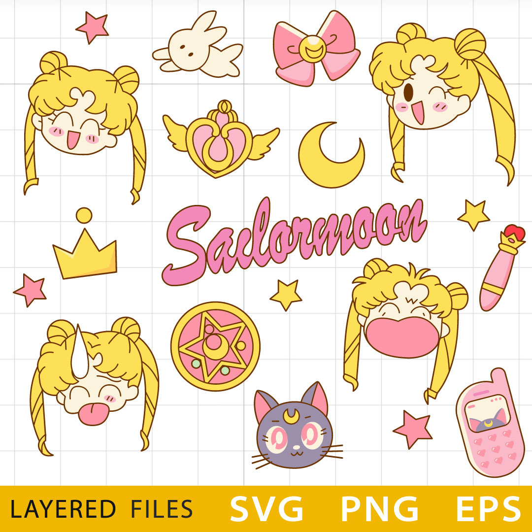 Sailor Moon Bundle Layered SVG, Cricut file, Cut files, Laye | Inspire ...