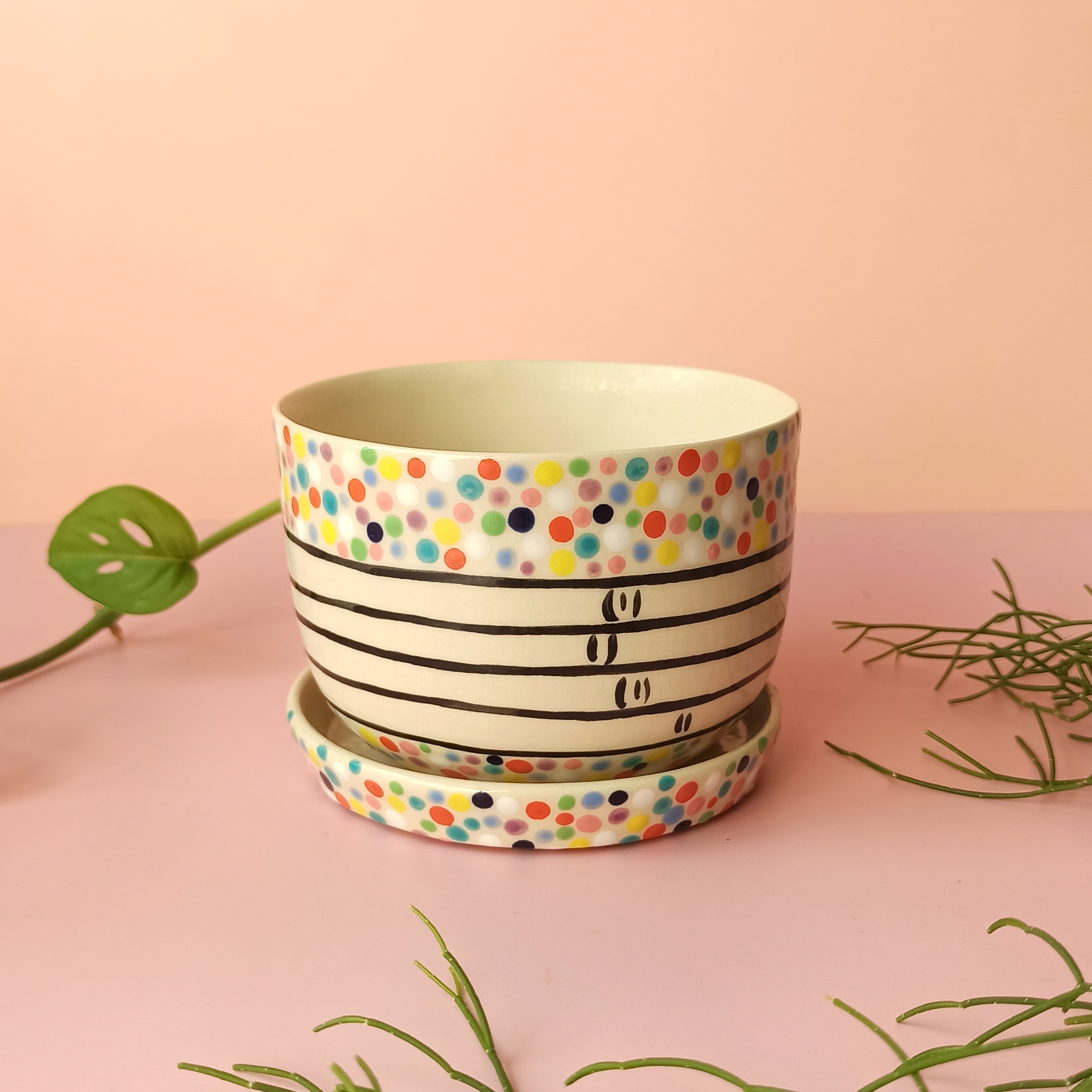 Handmade ceramic plant pot, planter with tray, fancy home de | Inspire ...