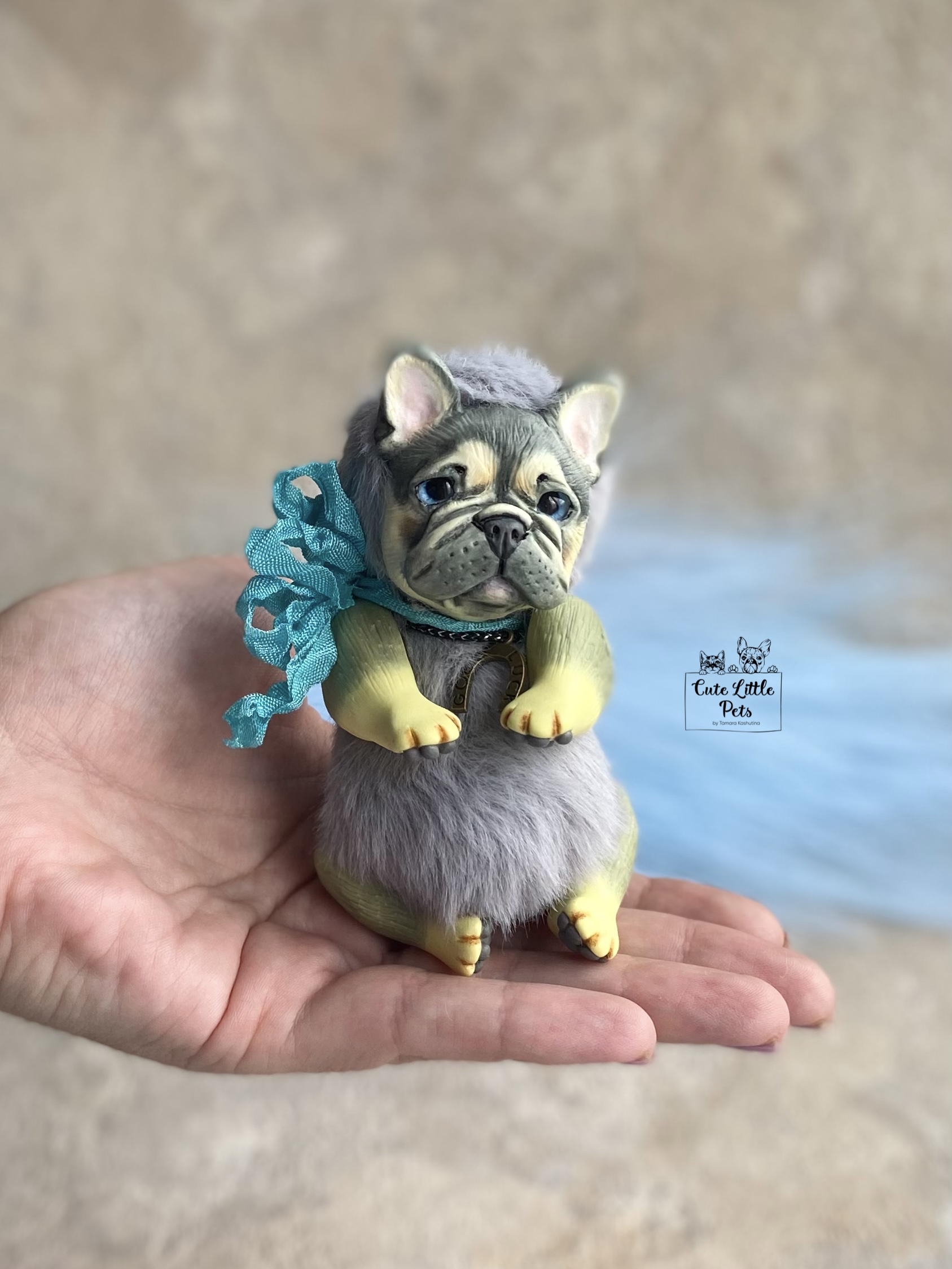 French bulldog doll realistic cute tiny dog miniature puppy - Inspire ...