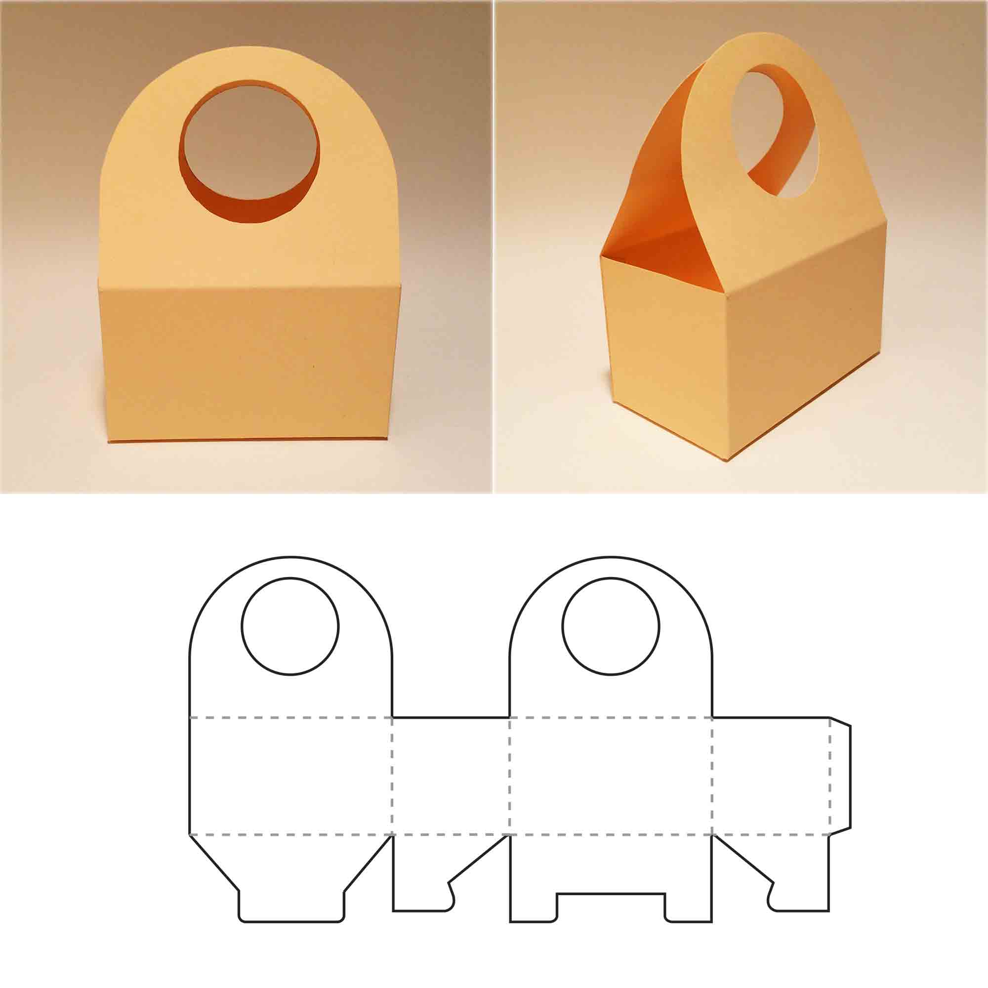 Box with handle template, square box, cube box, favor box, g | Inspire ...