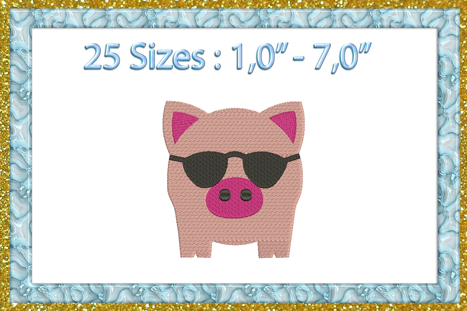 mini Pig machine embroidery design Instant Download | Inspire Uplift