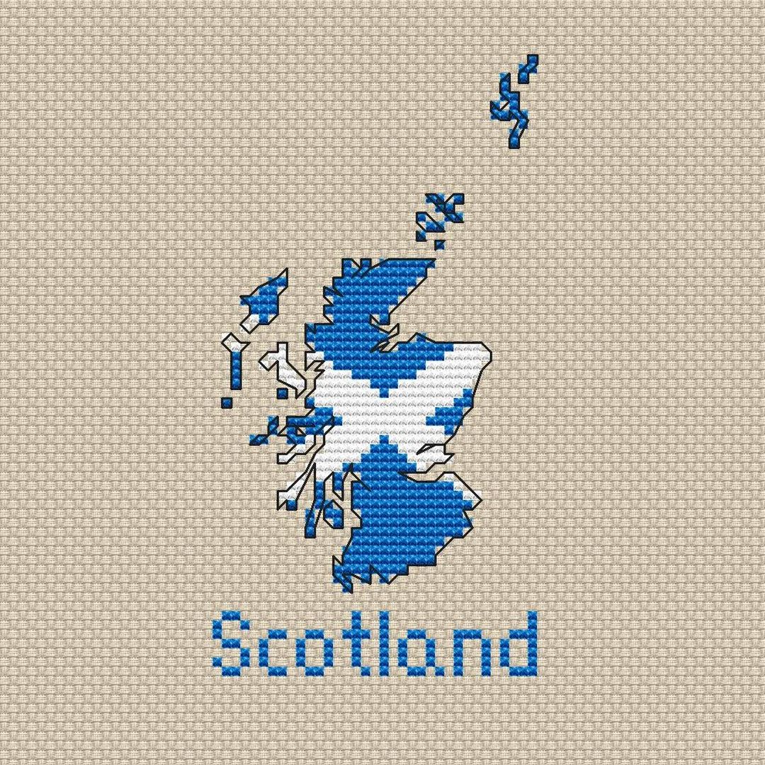 Scotland Map Cross Stitch pattern modern, Scottish Flag - Inspire Uplift