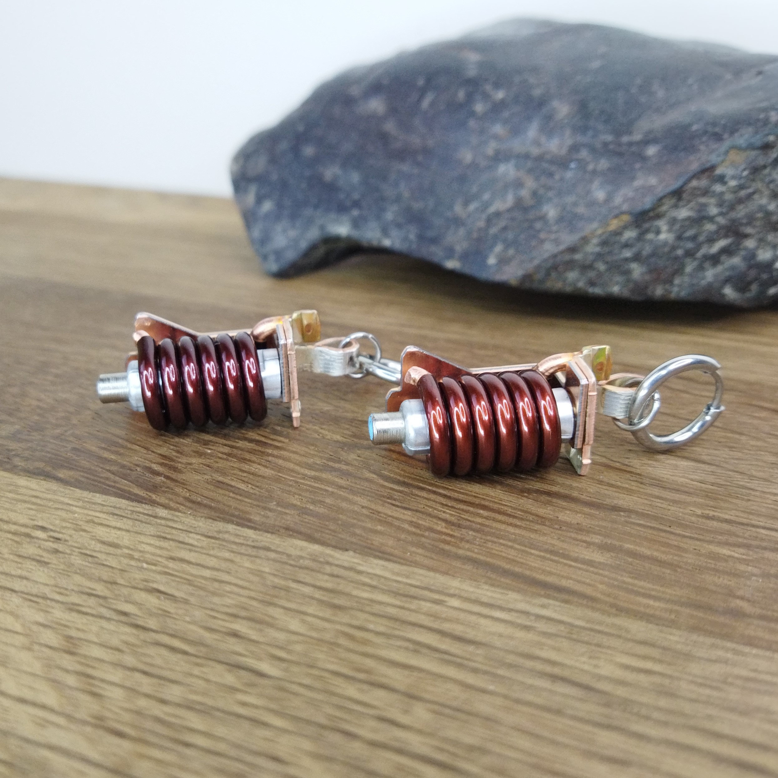 Steampunk earrings huggie hoop. Mechanical earrings for geek - Inspire ...
