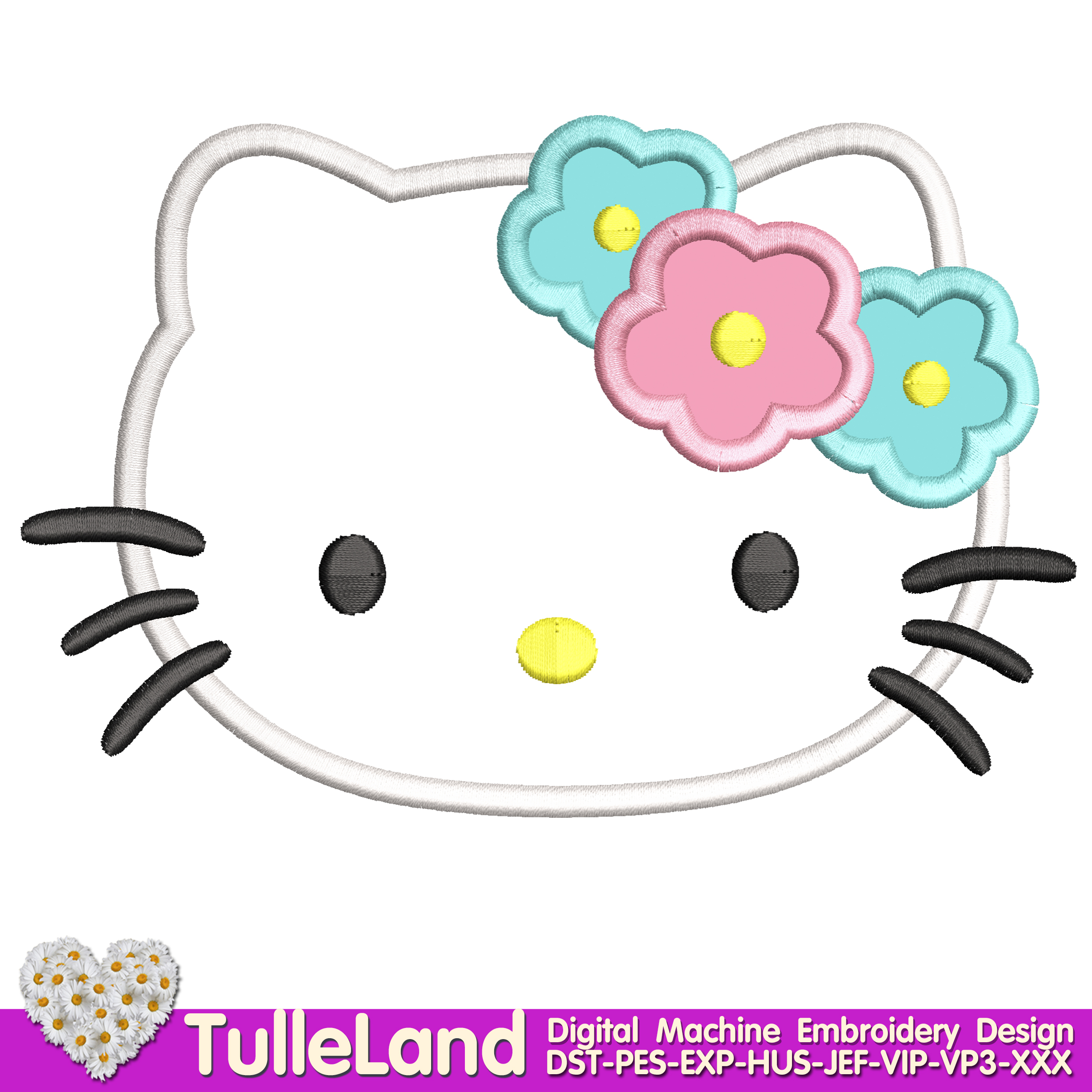 Kids Cute Kitty with Flowers 1st Birthday with Kitty Design | Inspire ...