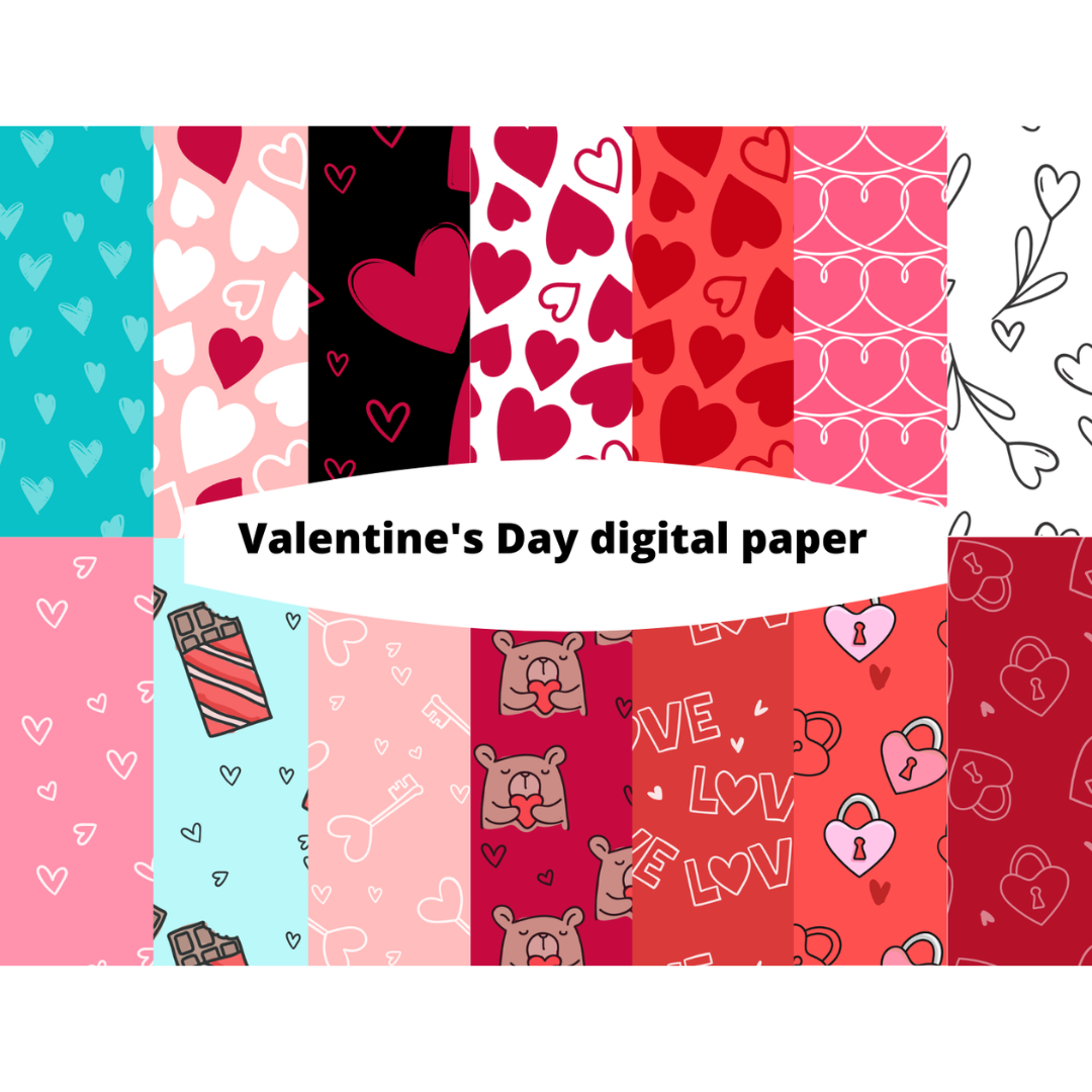 Valentine's Day digital paper,love paper valentine pattern h | Inspire ...