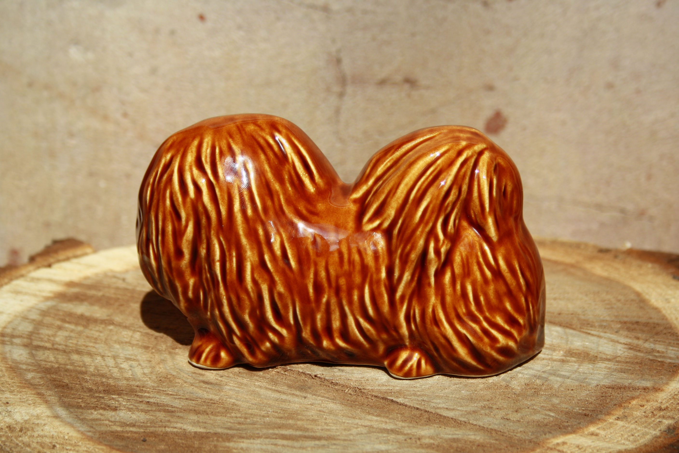 Pekingese figurine ceramics handmade, statuette porcelain - Inspire Uplift