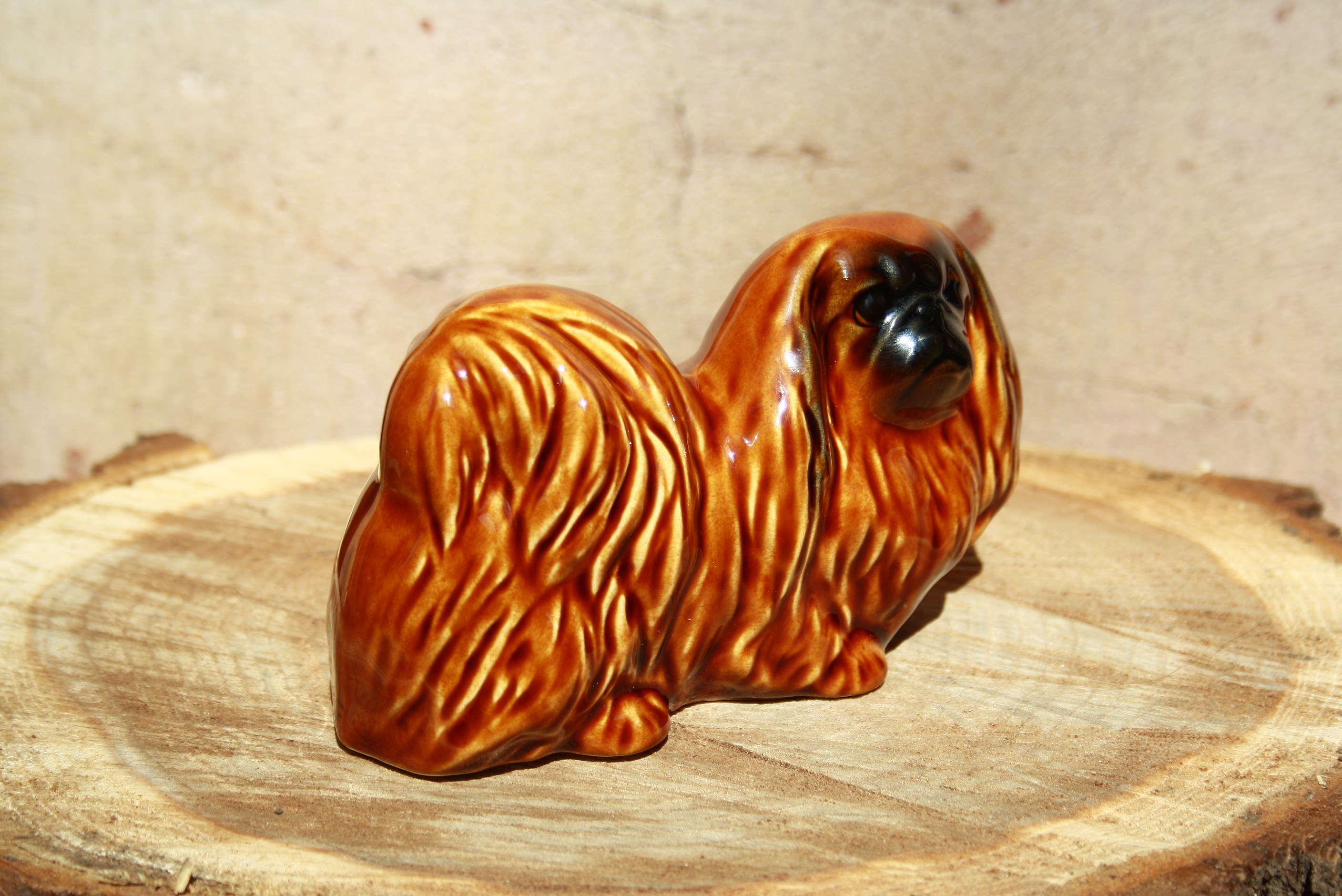 Pekingese figurine ceramics handmade, statuette porcelain - Inspire Uplift