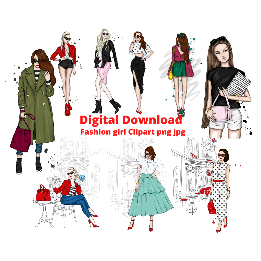 Fashion girl Clipart ,chic glam clipart,Beautiful girl styli | Inspire ...