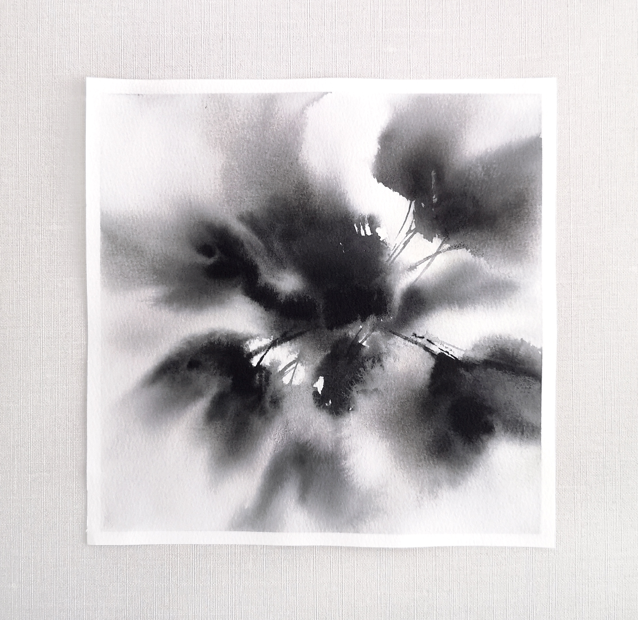 Abstract wall art Original floral painting Black flowers Mod - Inspire ...