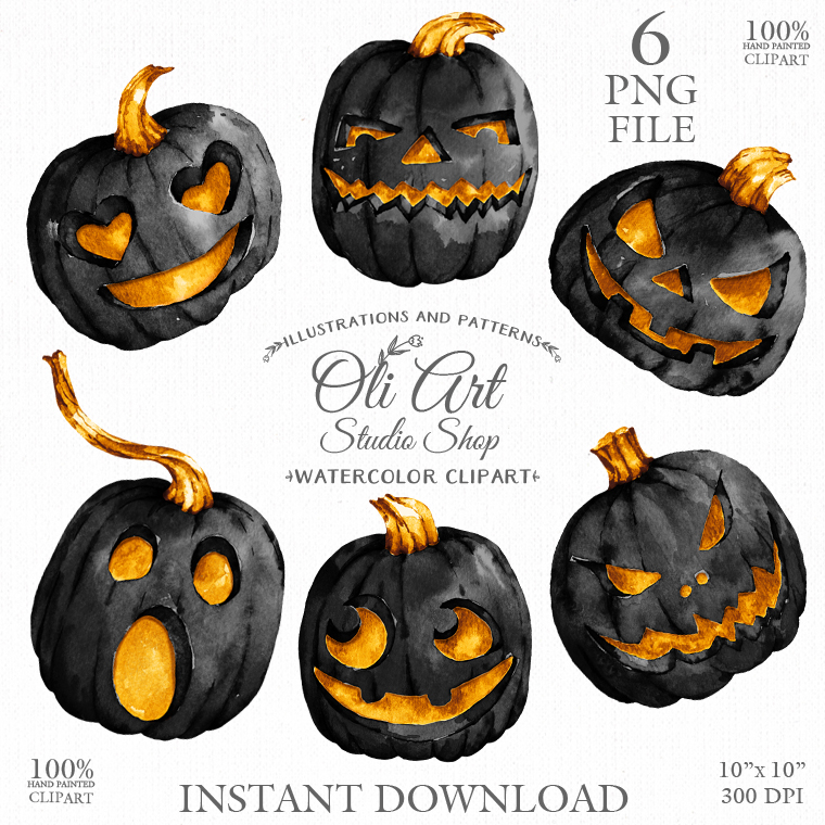 Happy Halloween pumpkin clipart. Hand painted clipart. Subli | Inspire ...