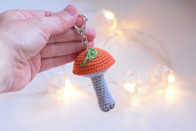 Thanksgiving mushroom keychain, crochet mushroom keyring bag | Inspire ...