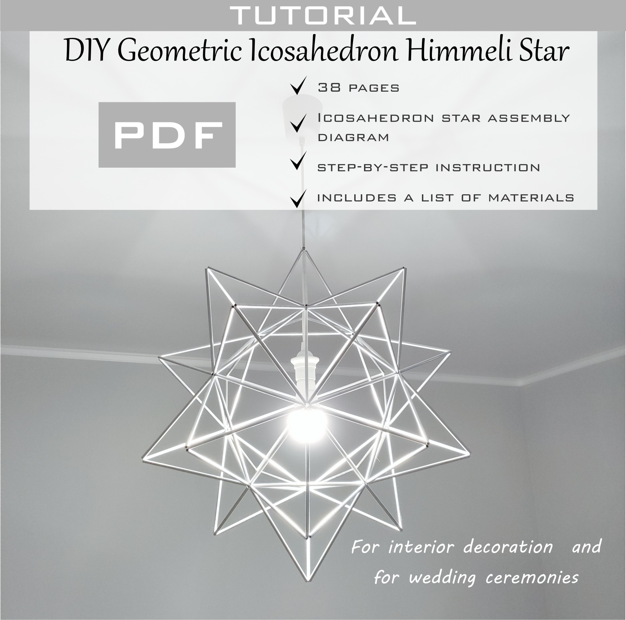 DIY stellar icosahedron Himmeli for wedding centerpiece, dec - Inspire ...