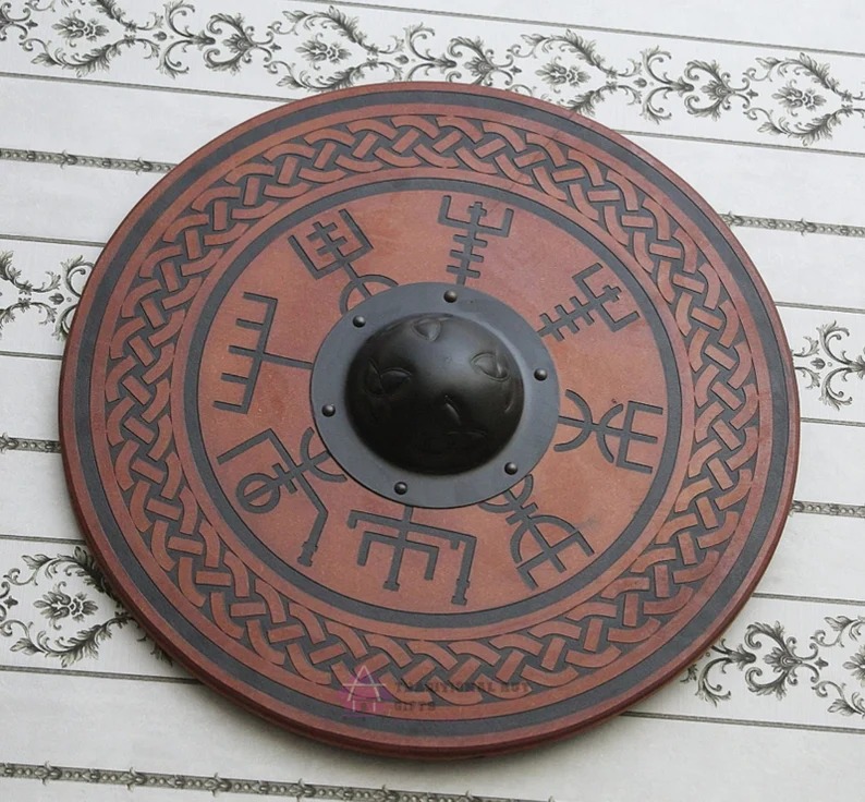 Medieval Celtic Wooden Carved Vegvisir Symbol Viking Shield/ - Inspire ...