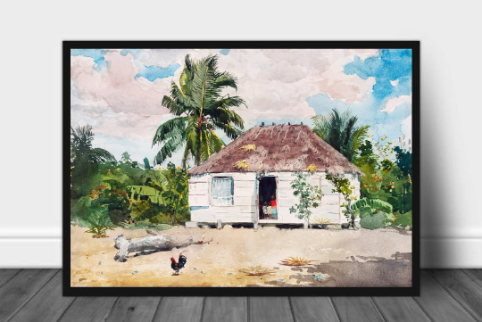 Watercolor Filipino art Vintage painting palm house printabl | Inspire ...