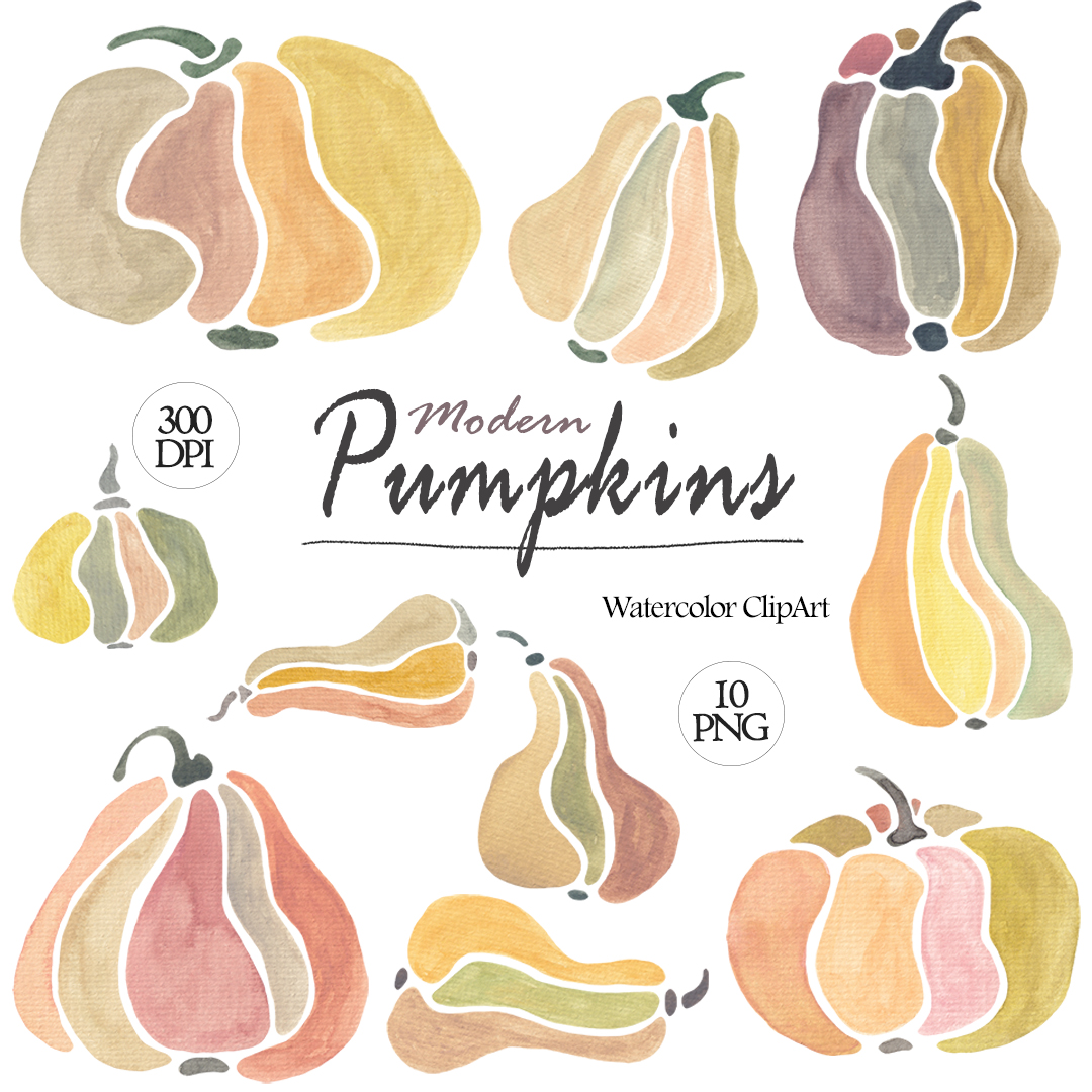 Watercolor pumpkin clipart, Modern pumpkins png, Earth tones | Inspire ...