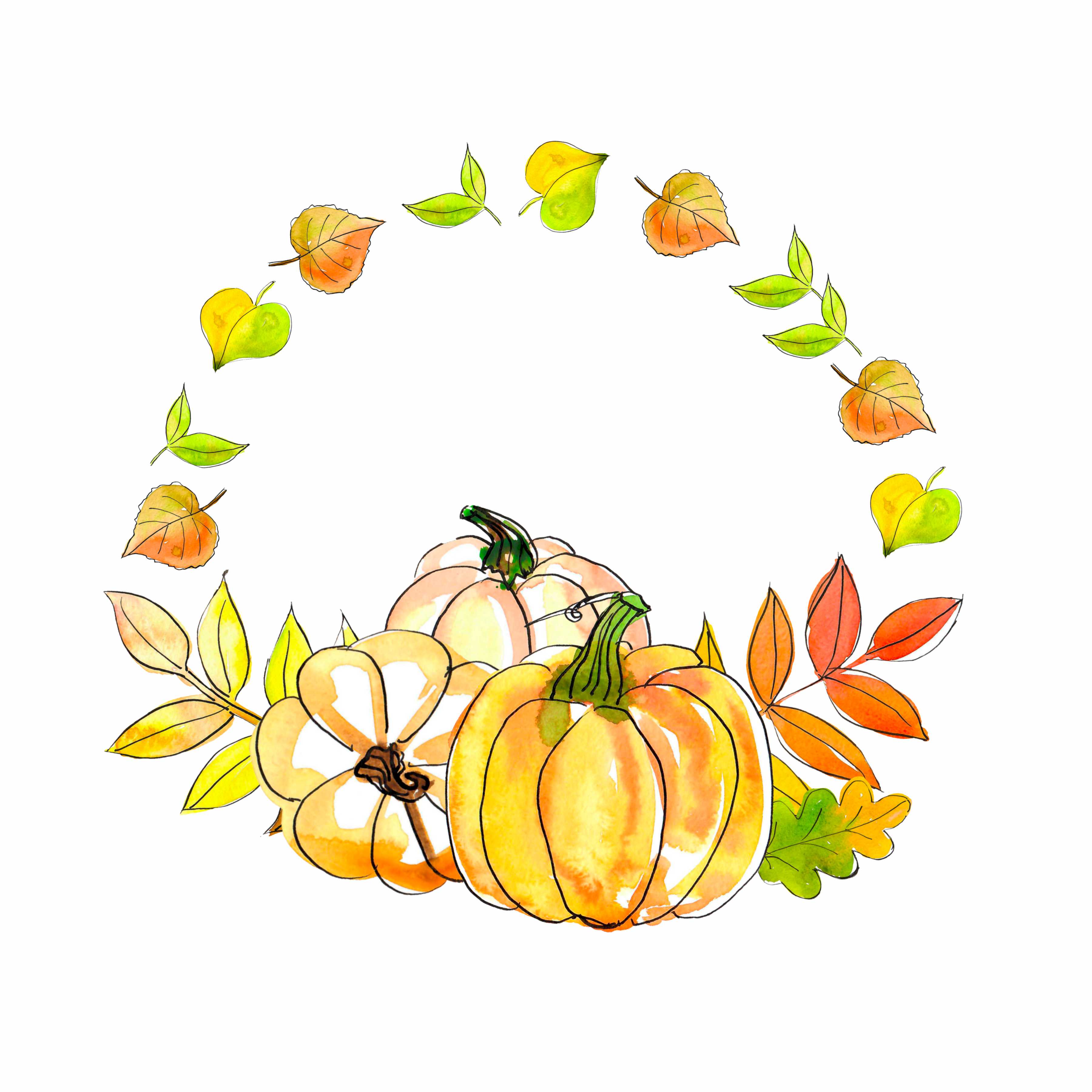 Watercolor Pumpkin Clipart, Autumn Pumpkins, Fall Clipart, P - Inspire ...