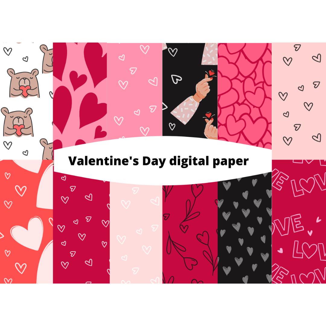 Valentine's Day digital paper,love paper valentine pattern h | Inspire ...