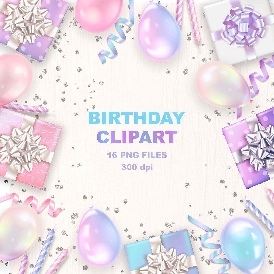 Birthday Clipart, Balloon clipart, Gift Clipart, Holiday cli | Inspire ...