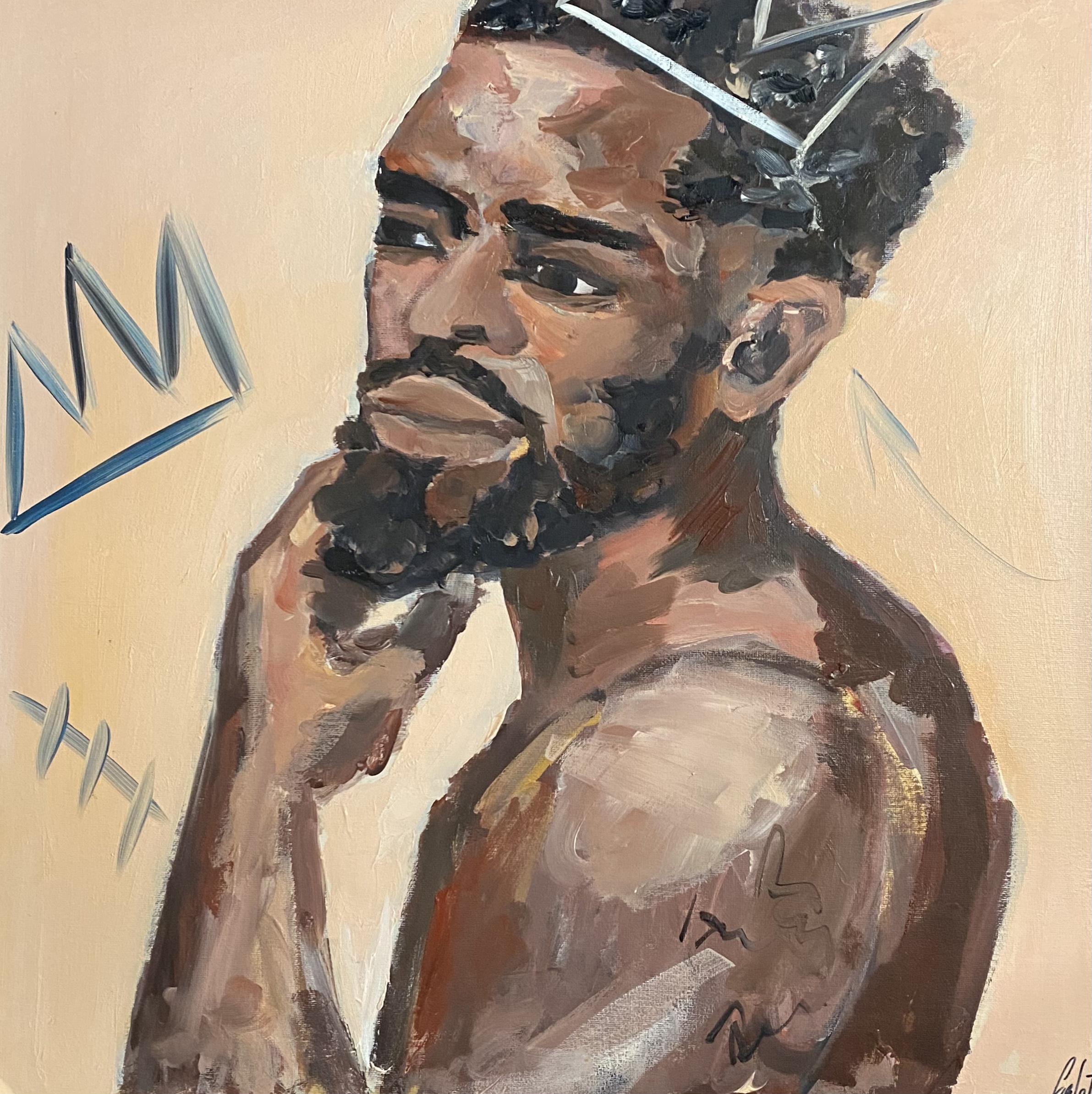 King, Man portrait, Original oil painting on canvas panel, A | Inspire ...