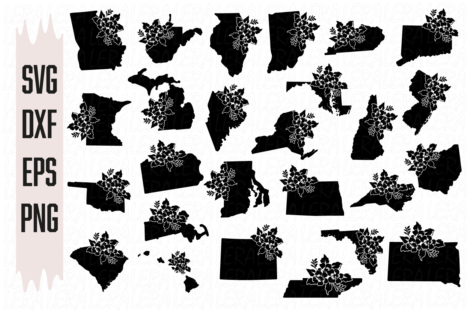 Bundle 50 States Flowers SVG files, Digital download - Inspire Uplift