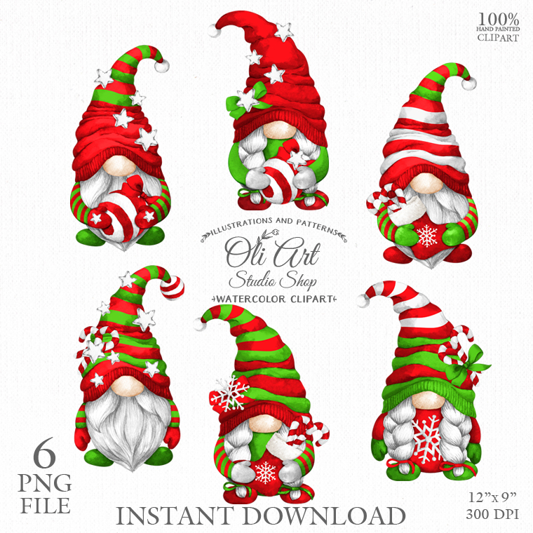 Watercolor christmas gnomes clipart, Cute characters. Design - Inspire ...