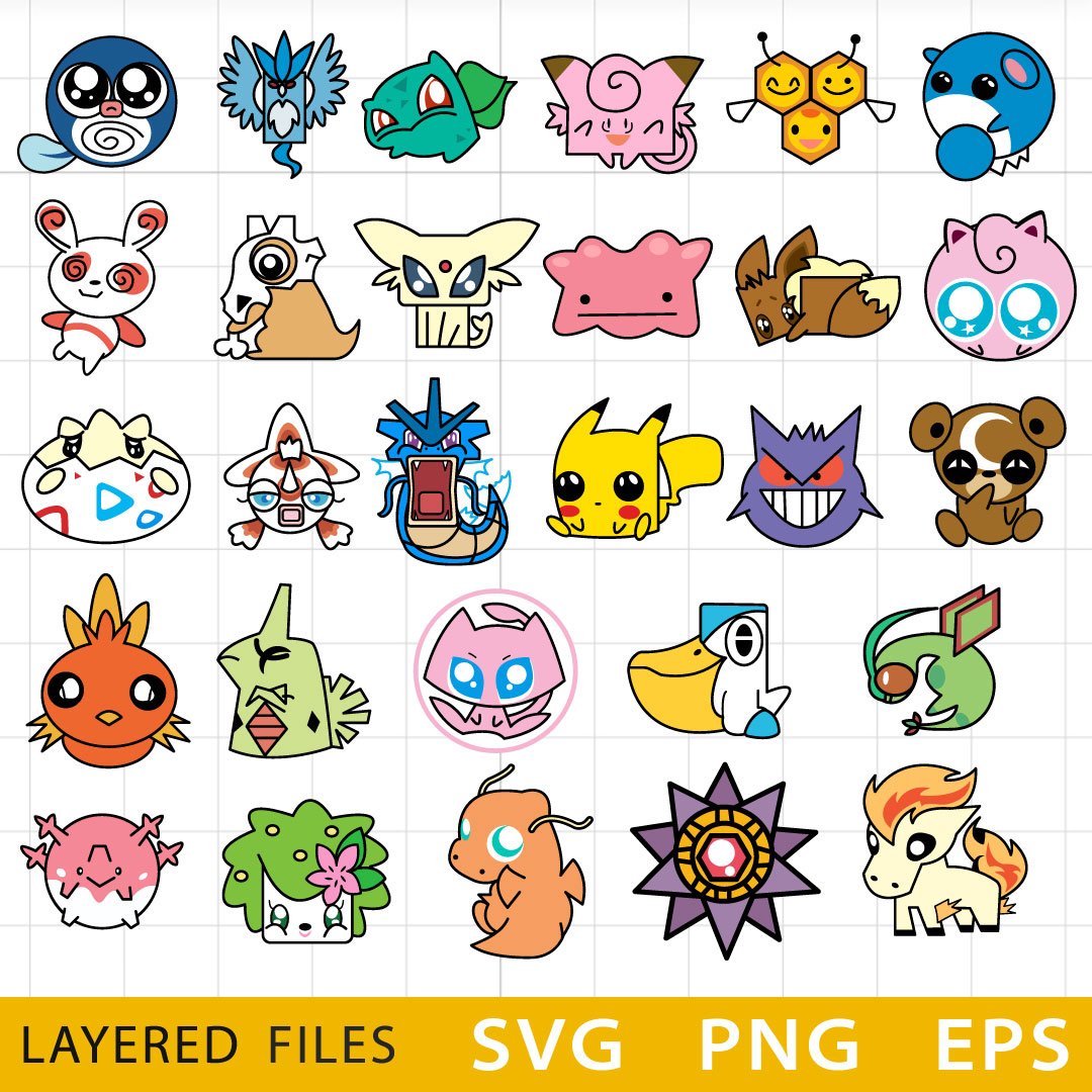 Pokemon Bundle Layered SVG, Pokemon Cricut file, Cut files, - Inspire ...