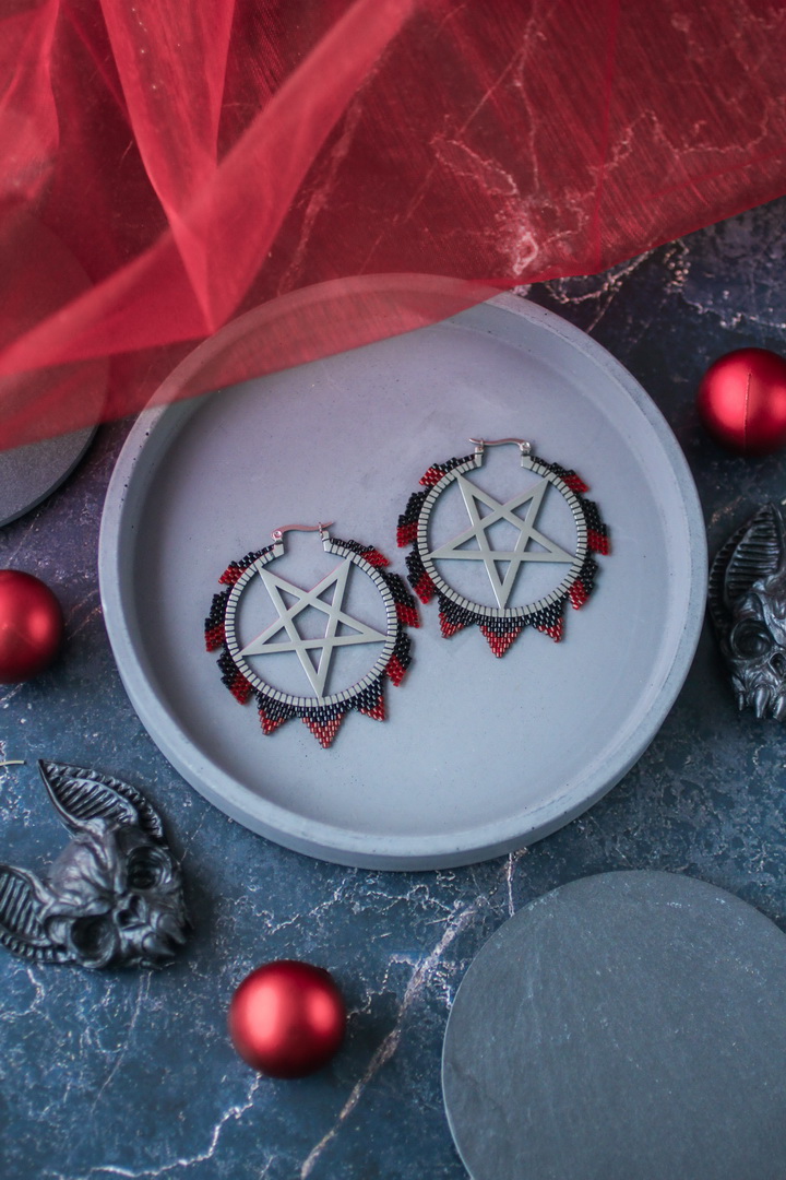 Inverted pentagram jewelry with bloody drops - Inspire Uplift