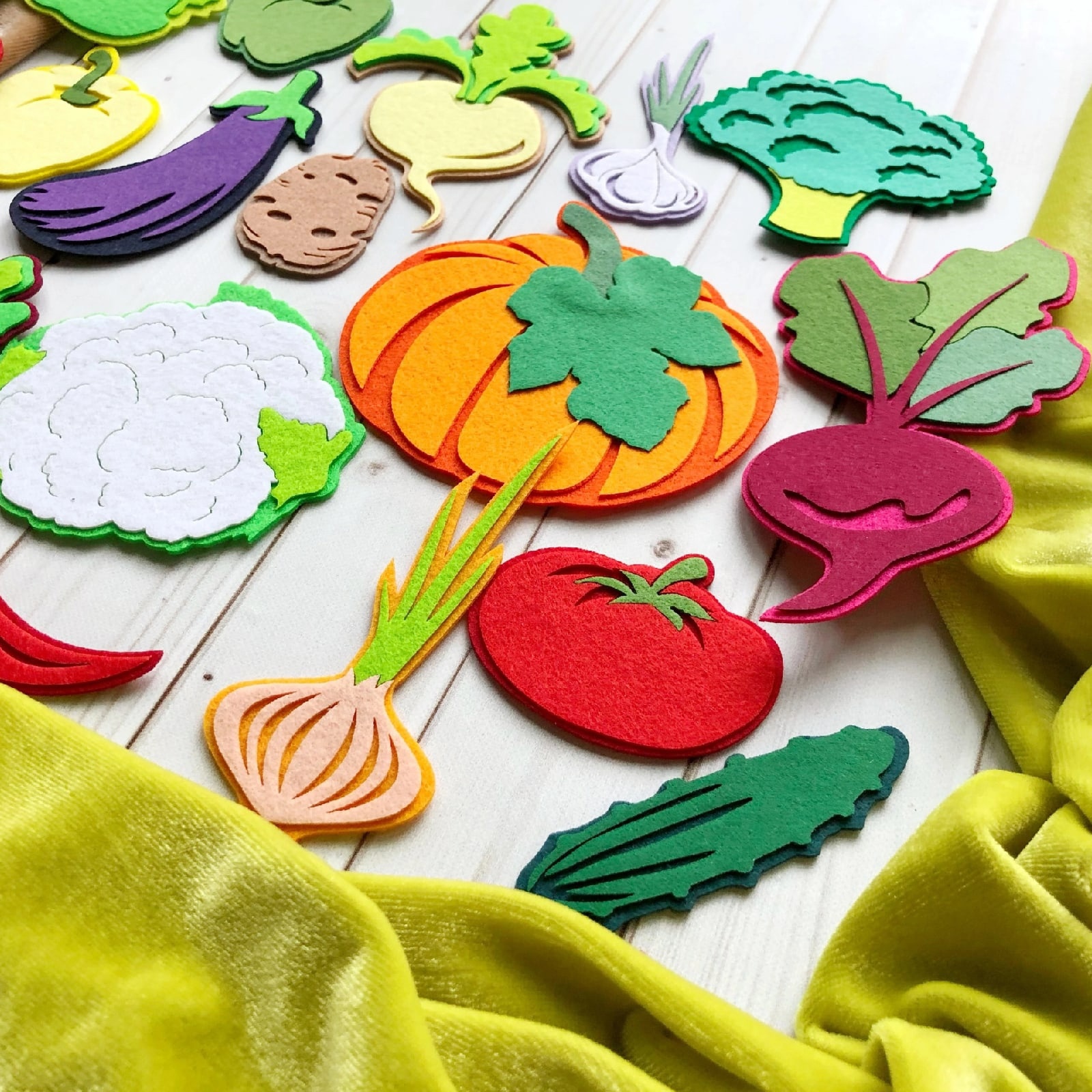 VEGETABLES set, Laser cut parts, Felt board pattern, Felt ne - Inspire ...
