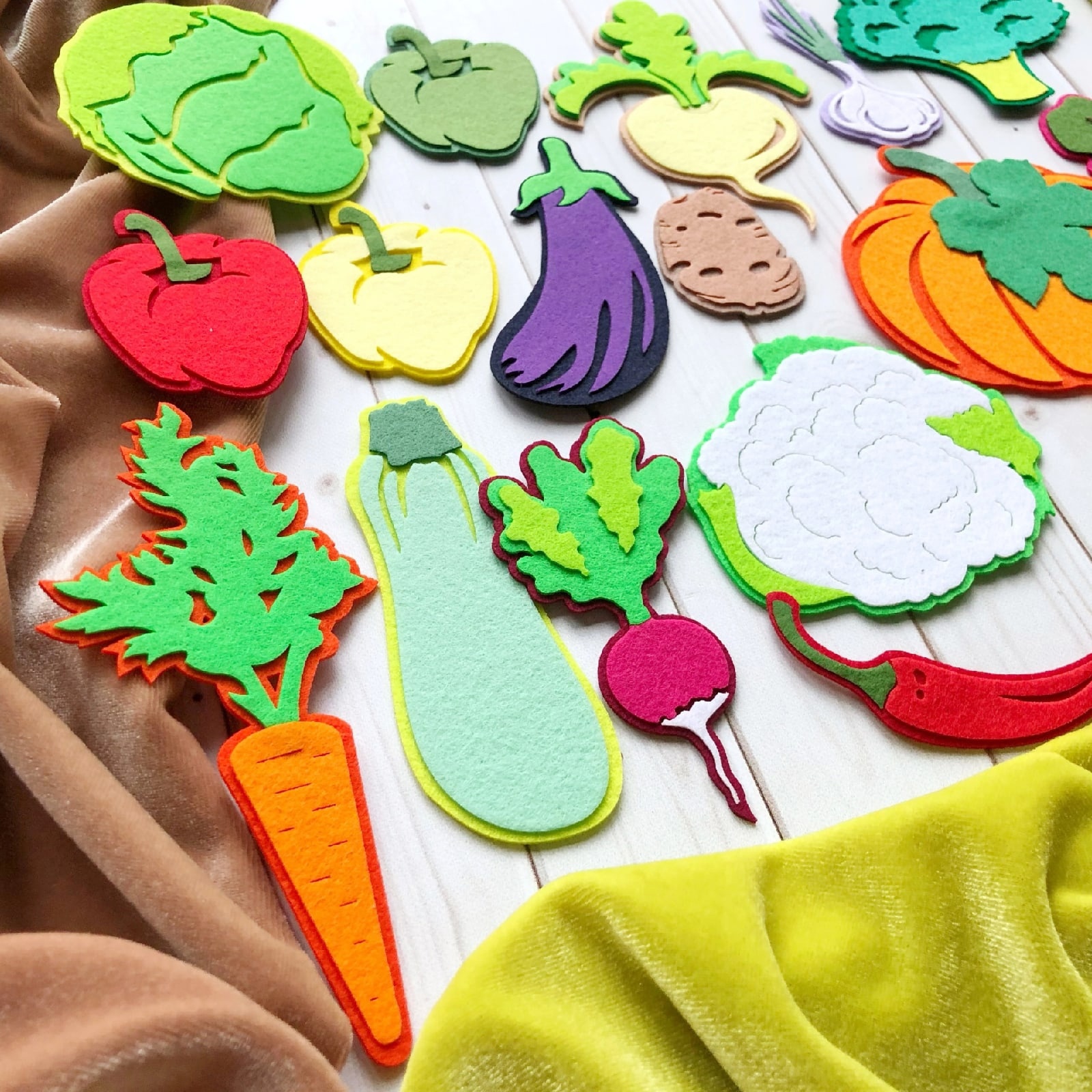 VEGETABLES set, Laser cut parts, Felt board pattern, Felt ne - Inspire ...