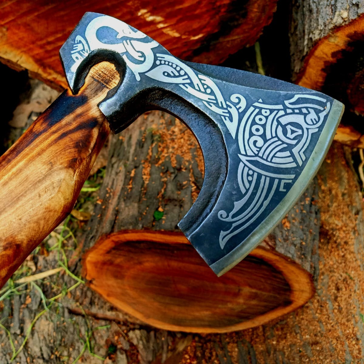 Custom Pizza Axe, Cake And Pizza Cutter Viking Axe With Ash Wood Shaft ...