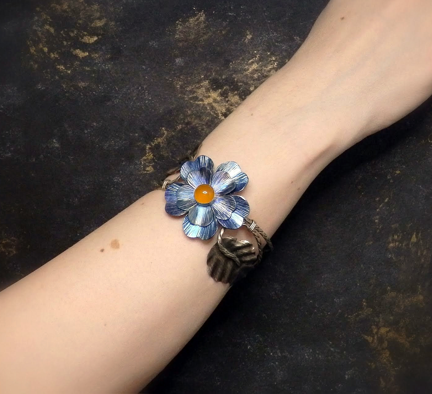 Blue flower bracelet / Cuff bracelet / Titanium jewelry / Fl - Inspire ...
