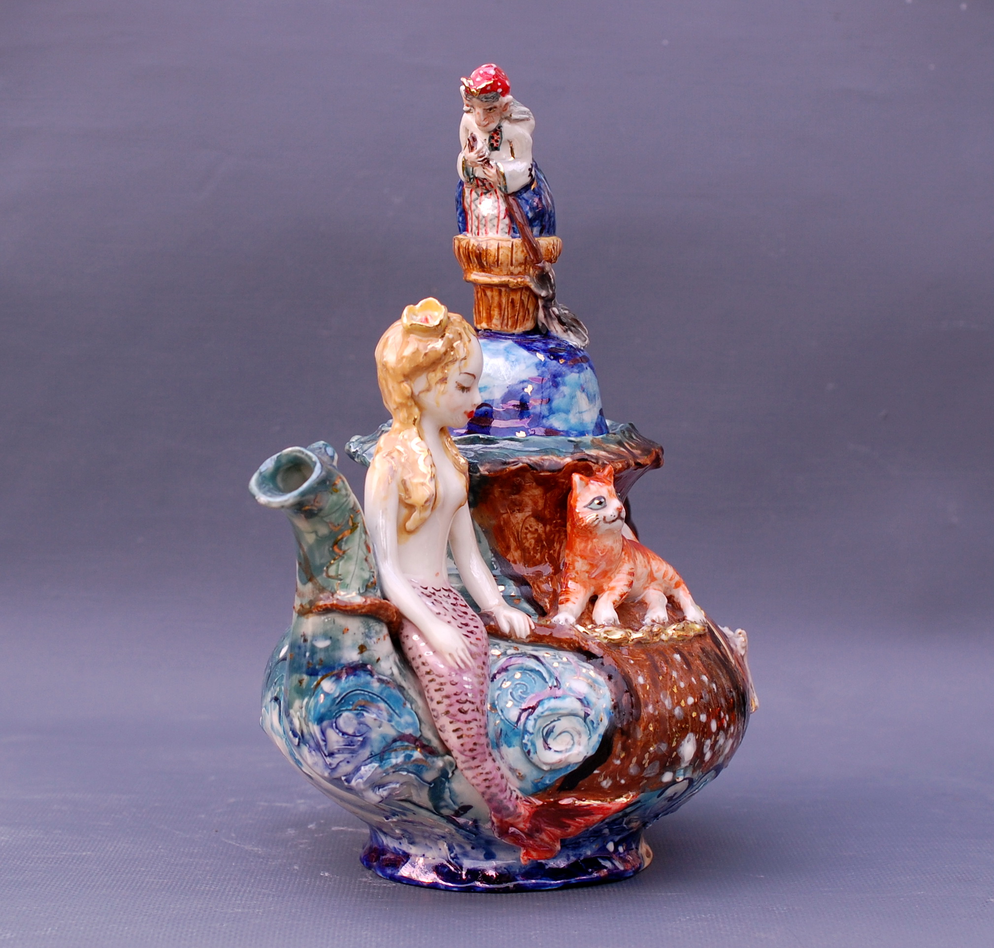 Fairy teapot Mermaid,Cat,Baba Yaga Figurine teapot Fine art - Inspire ...