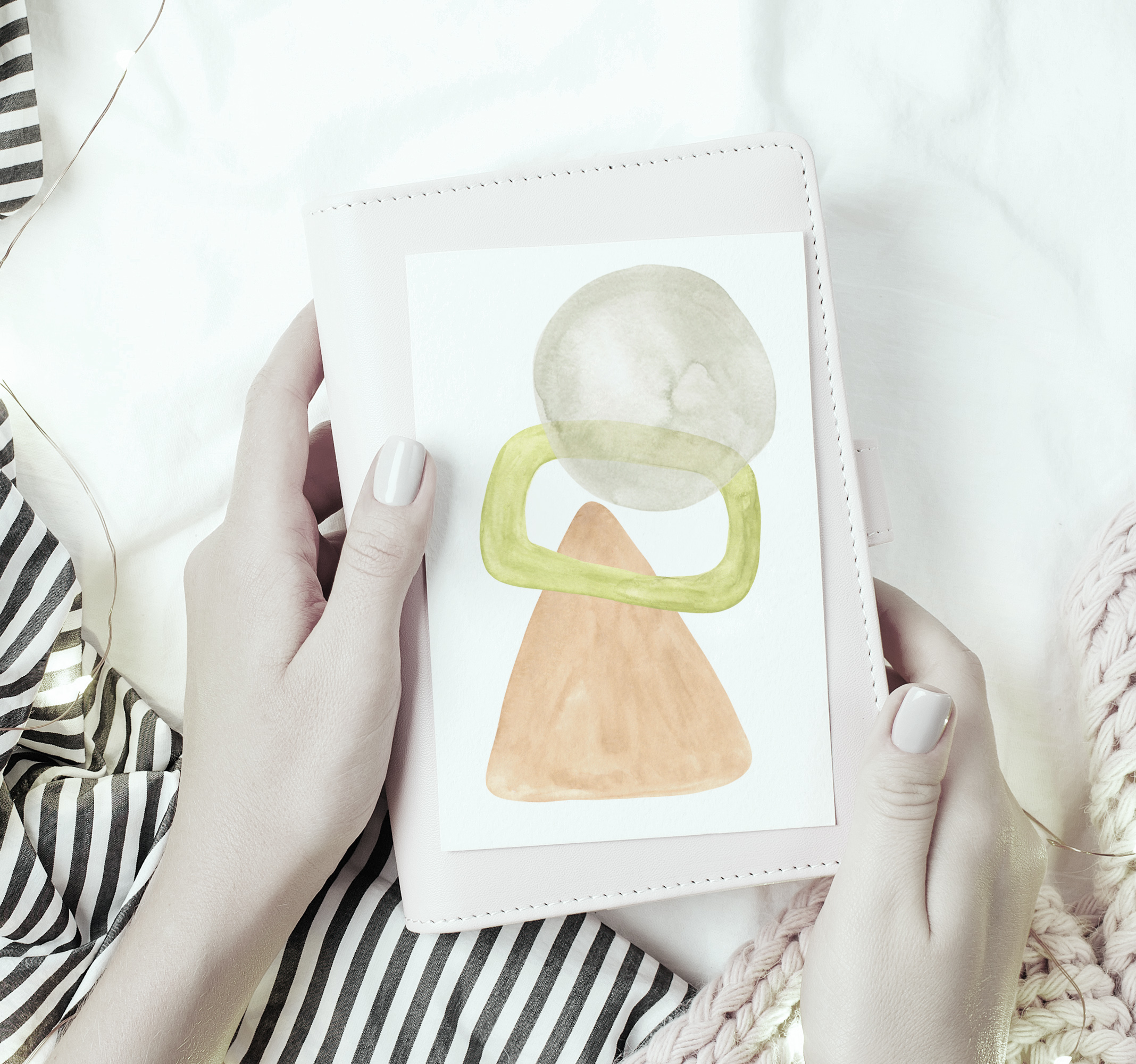 Modern abstract watercolor clipart, Geometric shapes png - Inspire Uplift