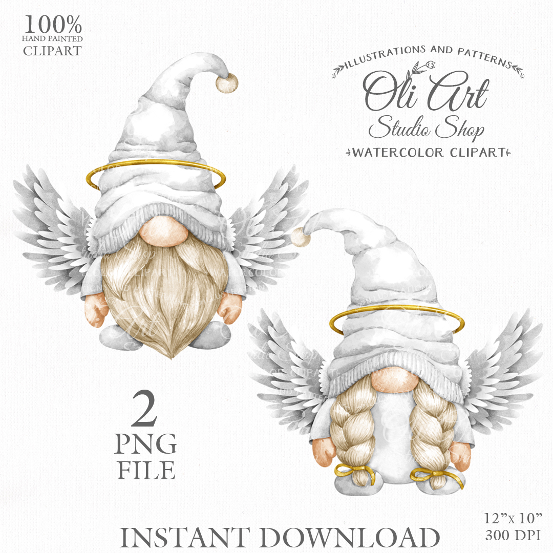 Gnomes Angel Clipart. Digital Clipart, Hand Drawn Graphics, | Inspire ...